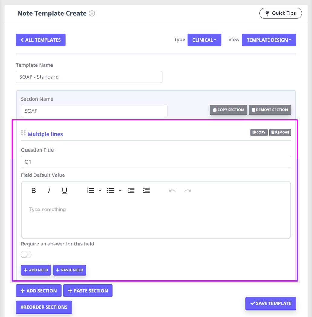 Creating a Session Note Template