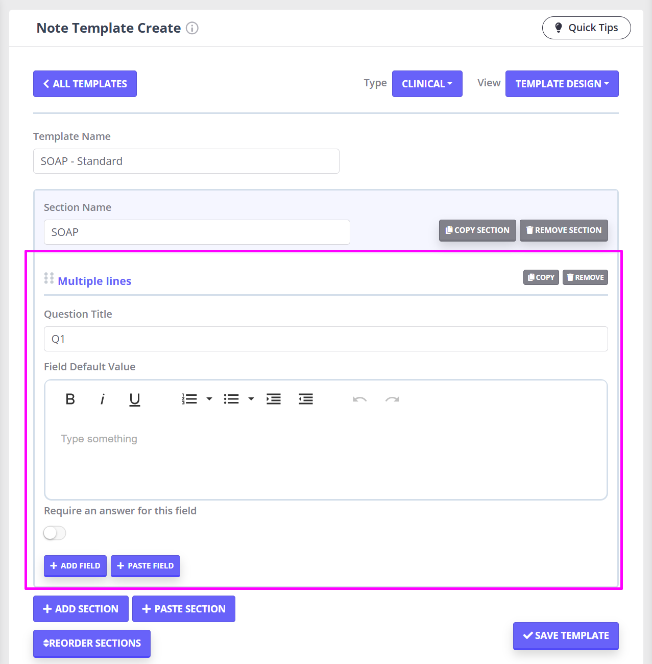 Creating a Session Note Template