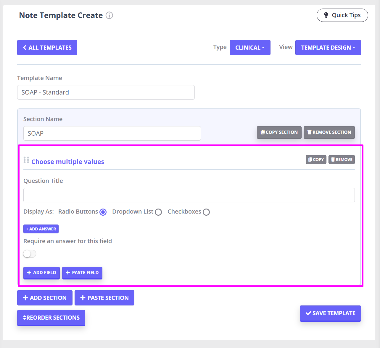 Creating a Session Note Template