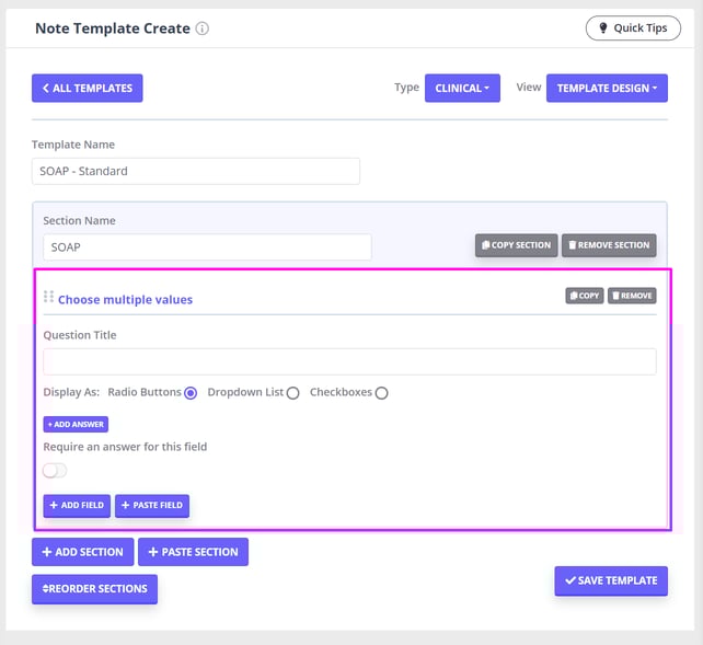 Creating a Session Note Template