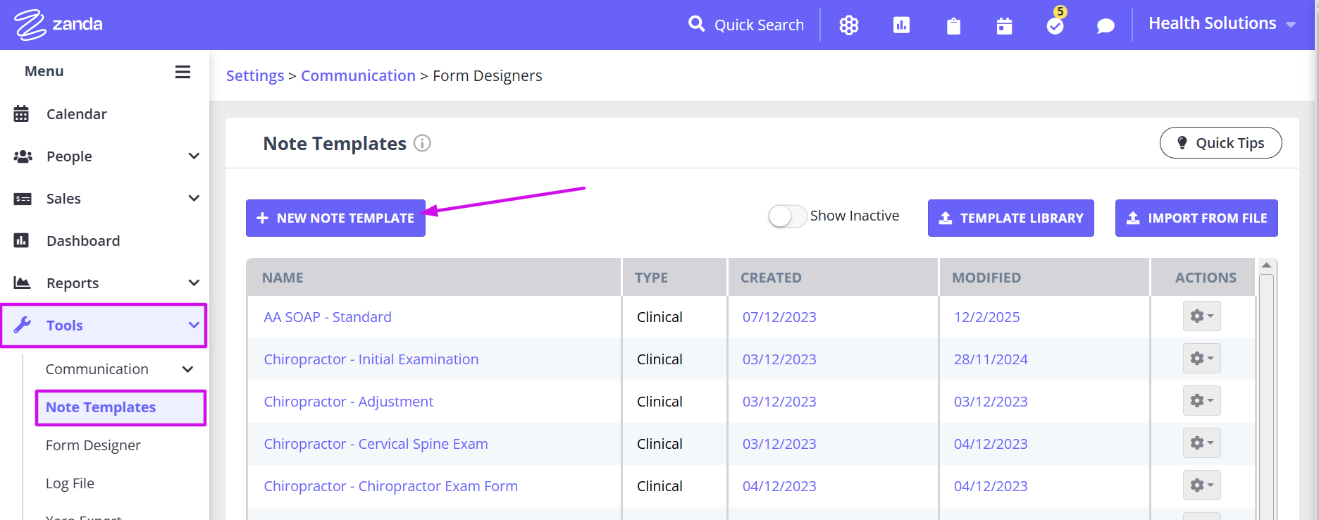 Creating a Session Note Template