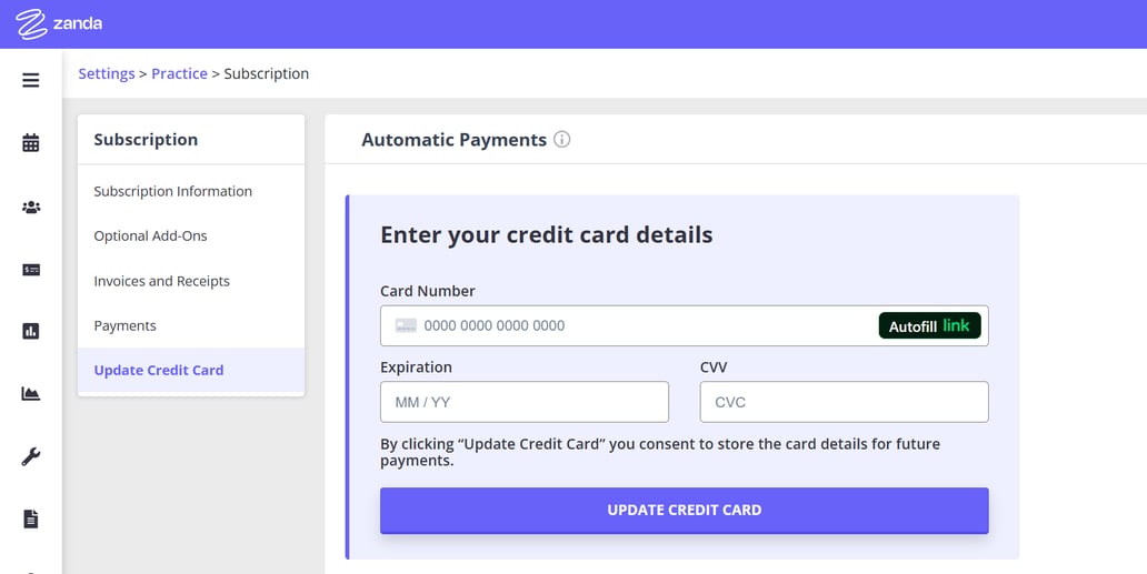 Managing Your Zanda Subscription