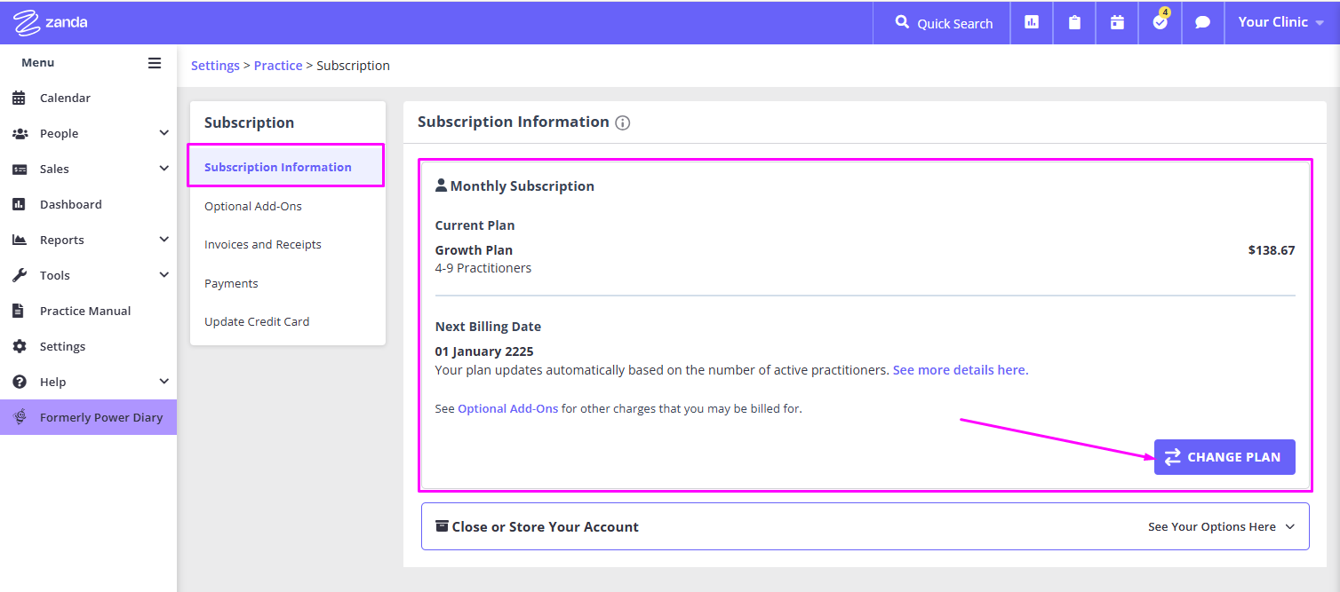 Managing Your Zanda Subscription