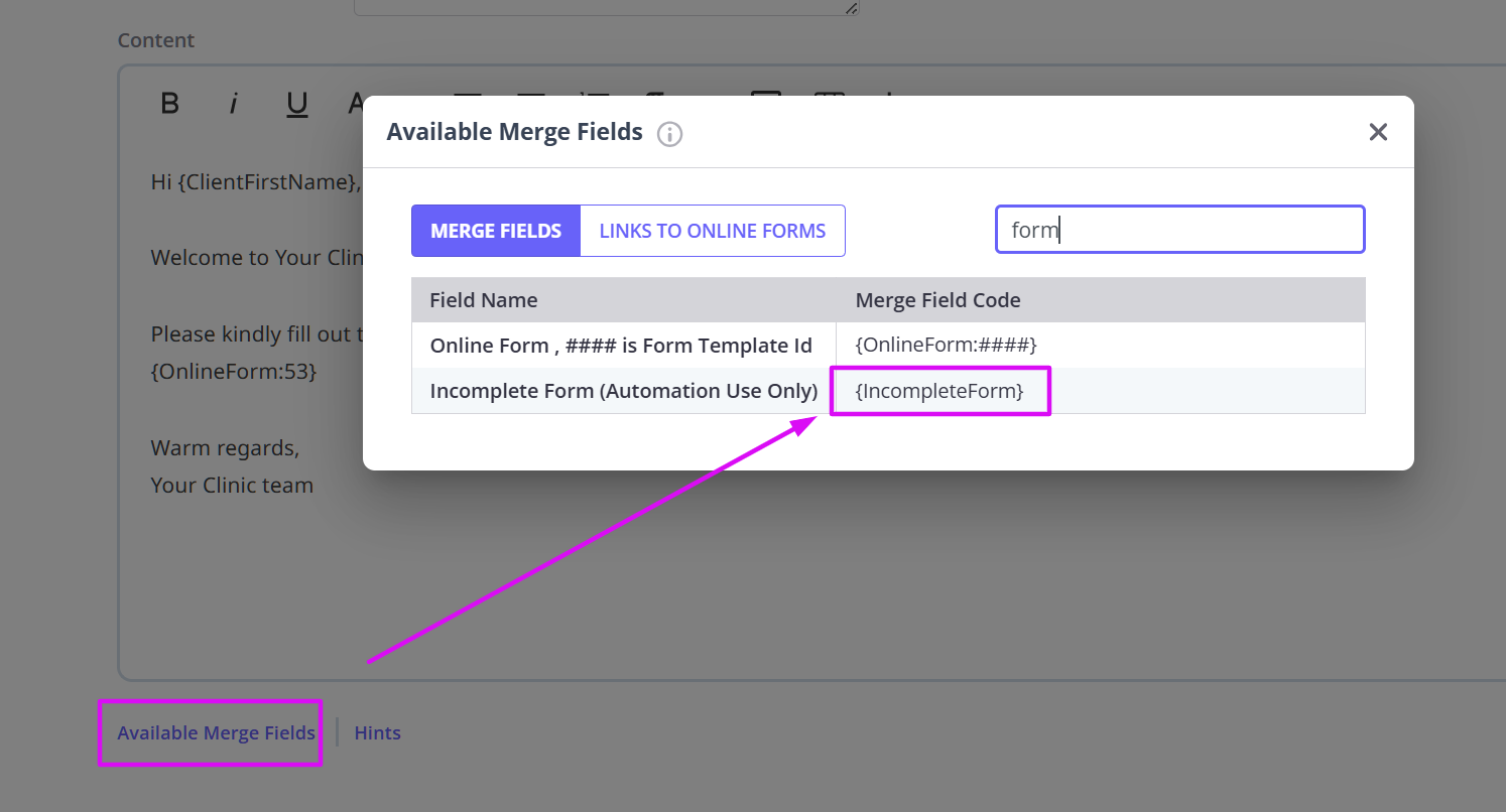 Setting Up Incomplete Forms Automation